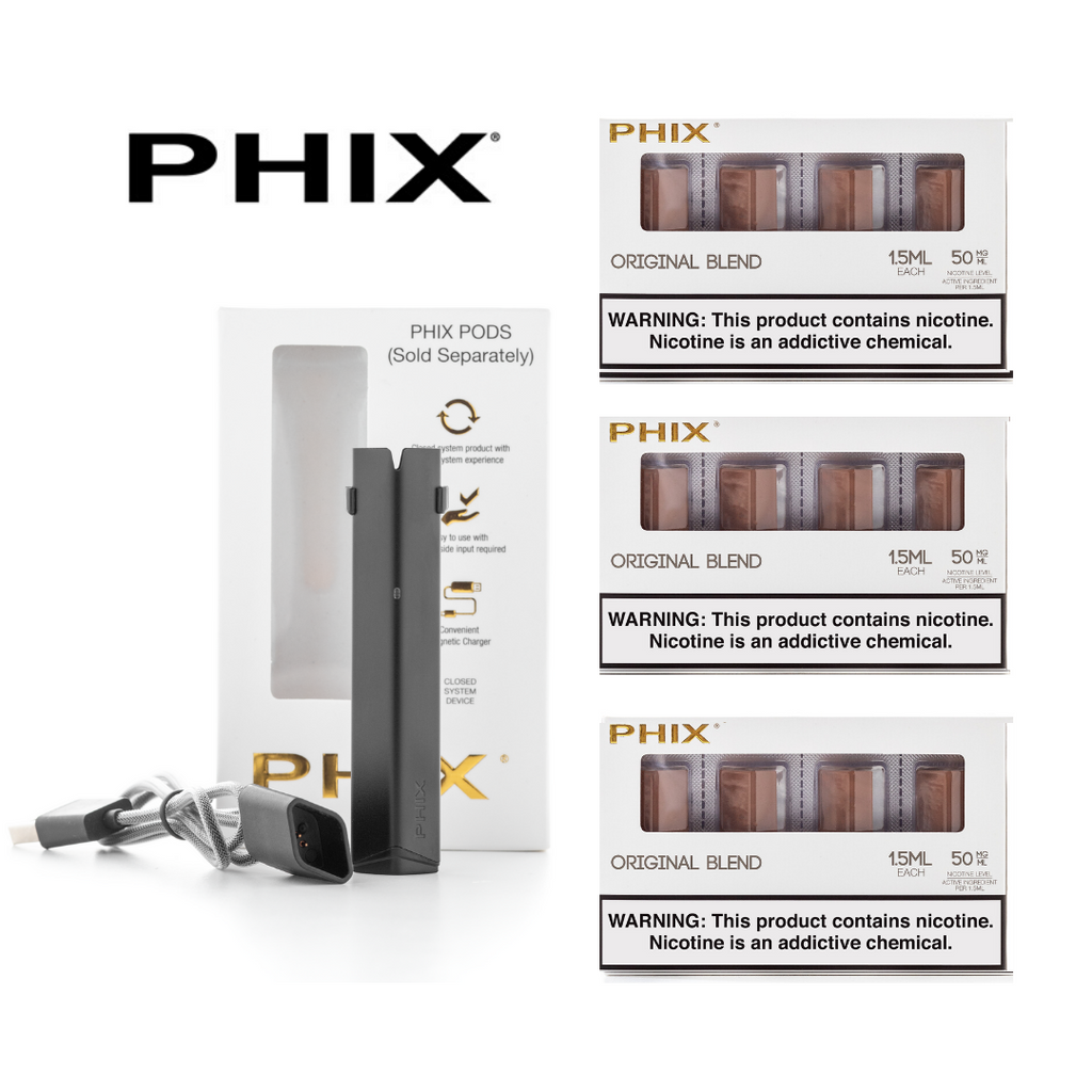 PHIX POD BUNDLE TOBACCO OR MENTHOL DEAL - 3 PACKS + 1 BASIC KIT – Fern Pine Distro